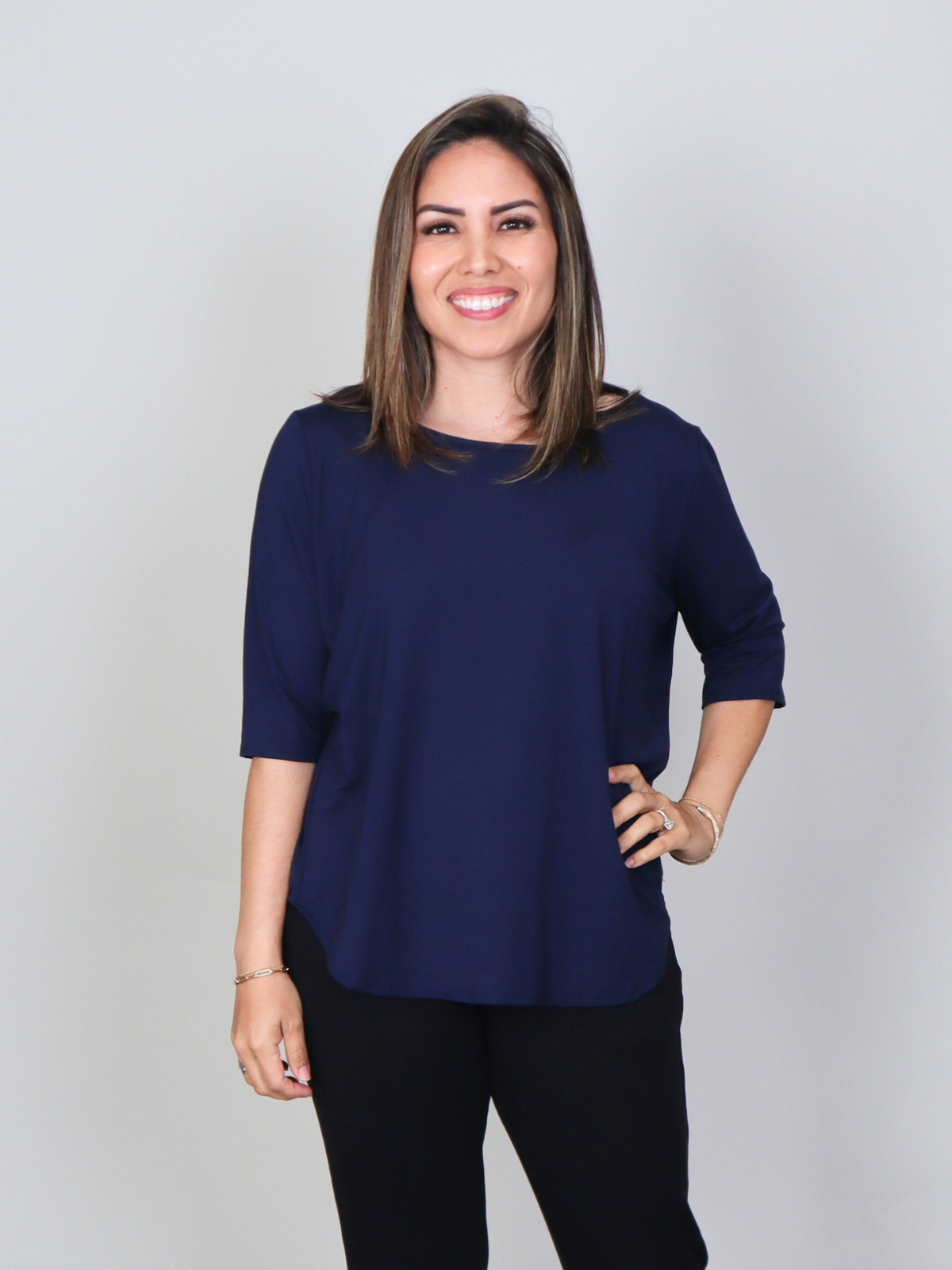 Hannah Top - Midnight Soft Ponte | Allison Izu