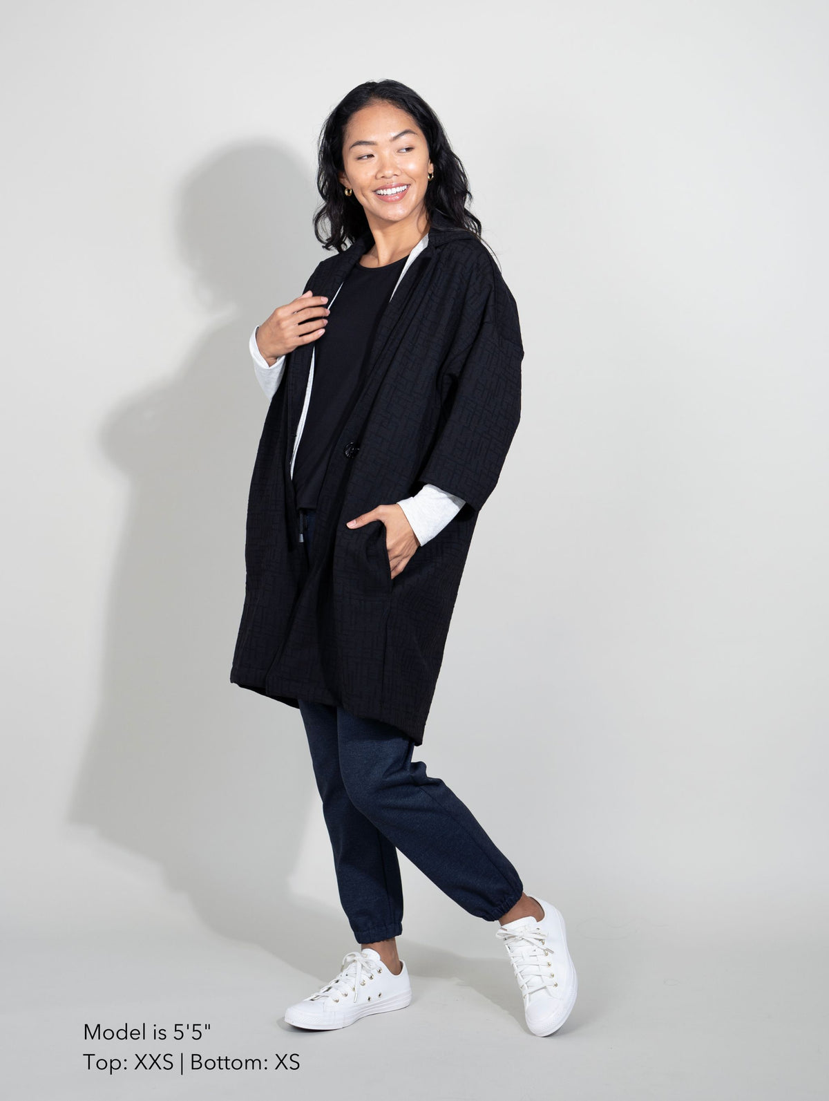 Rachel Coat - Black Maze Ponte | Allison Izu