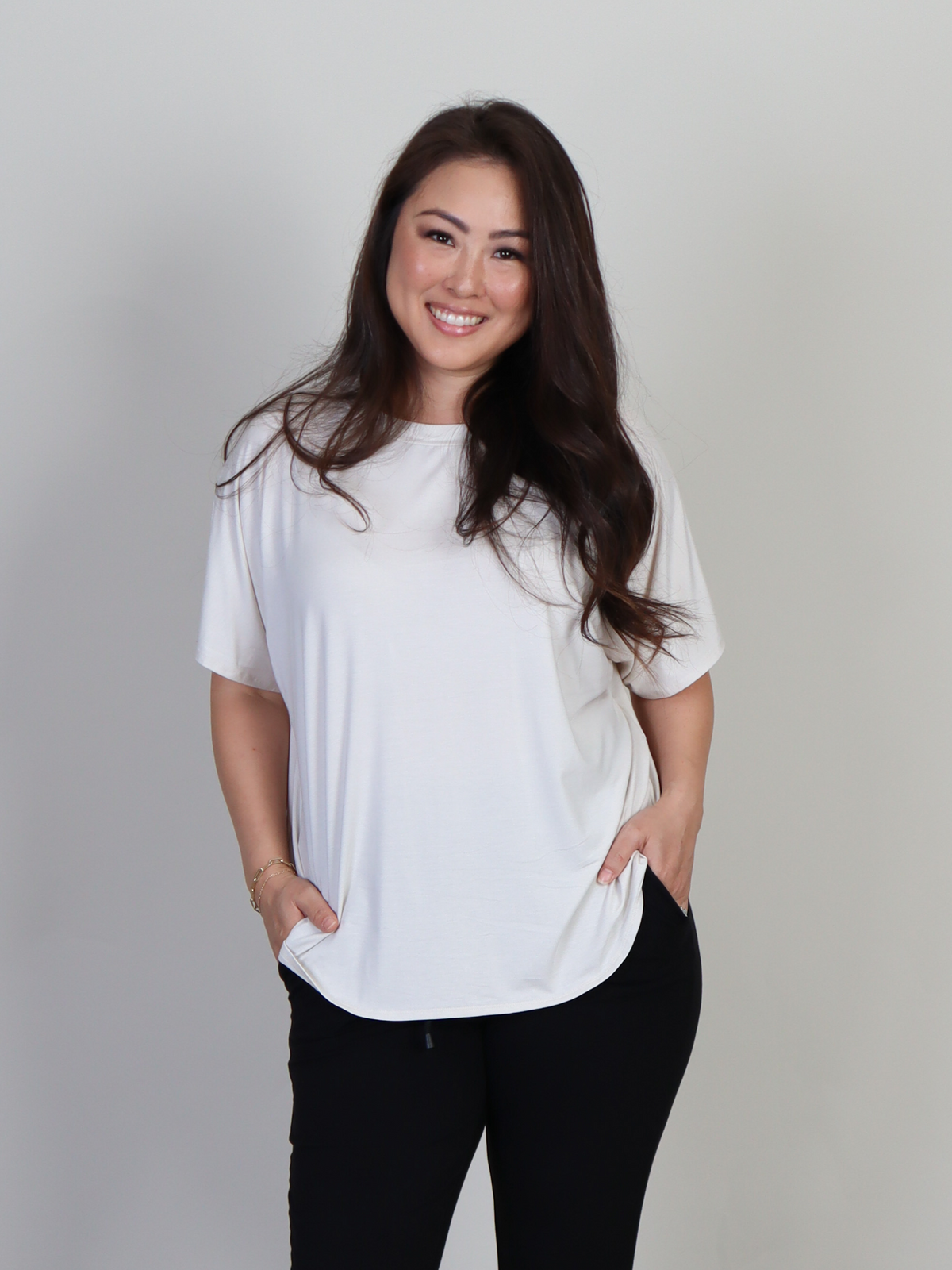 Dayna Top - Sand Rayon Jersey | Allison Izu