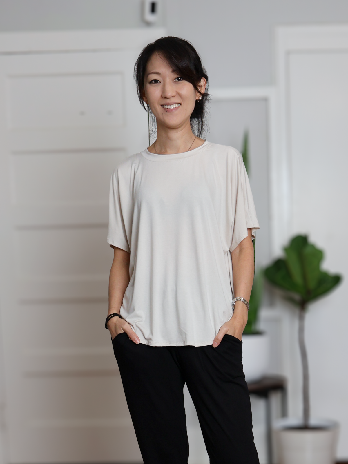 Dayna Top - Sand Rayon Jersey | Allison Izu