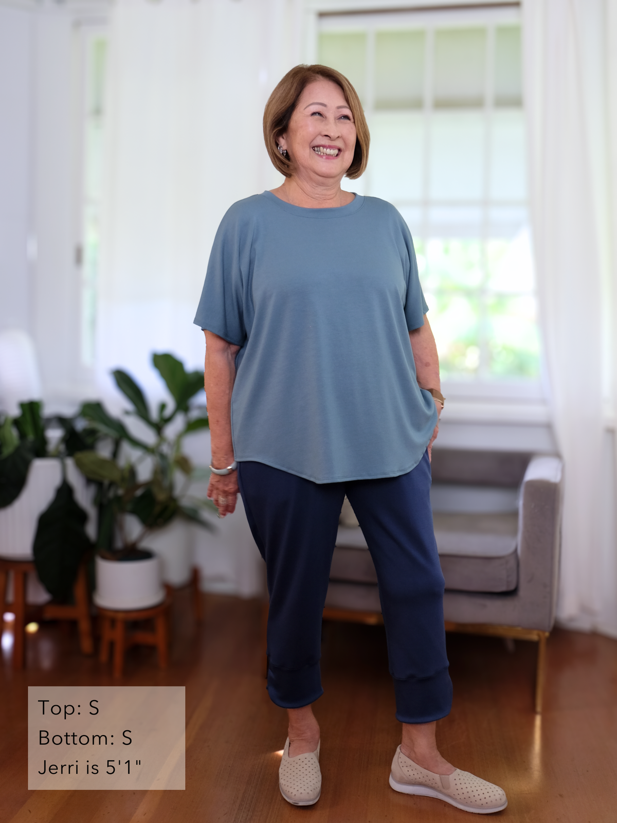 Dayna Top - Silver Blue Soft Ponte | Allison Izu